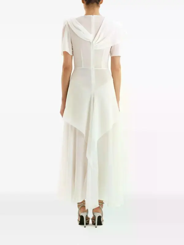 white asymmetrical midi dress Liana White Asymmetrical Flared Midi Dress main image 1