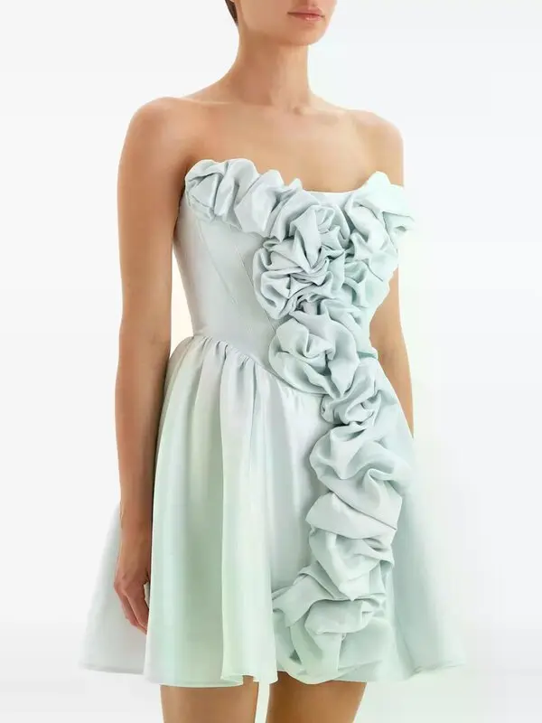 POST MERIDIEM Corset Ruffled Mini Dress - Blue