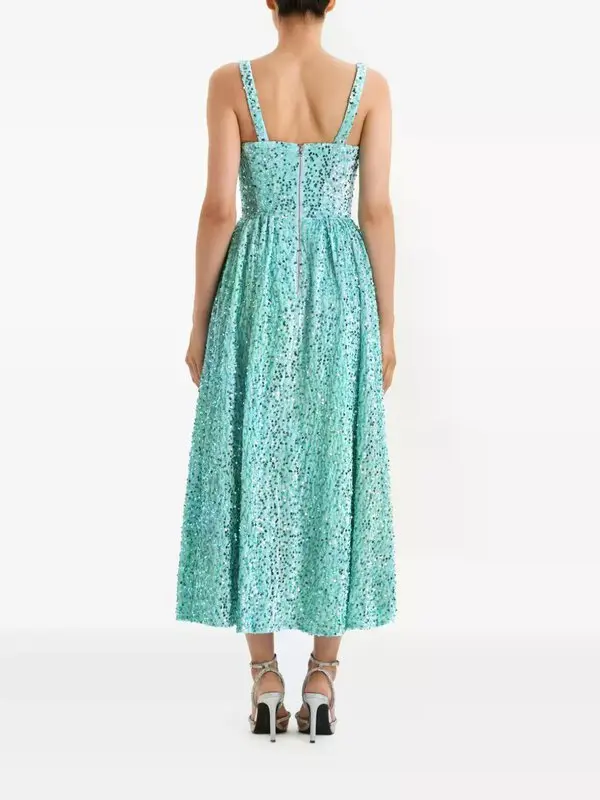 POST MERIDIEM Sequin Corset Midi Dress
