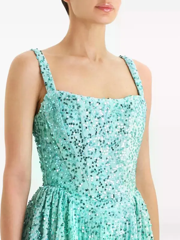 POST MERIDIEM Sequin Corset Midi Dress