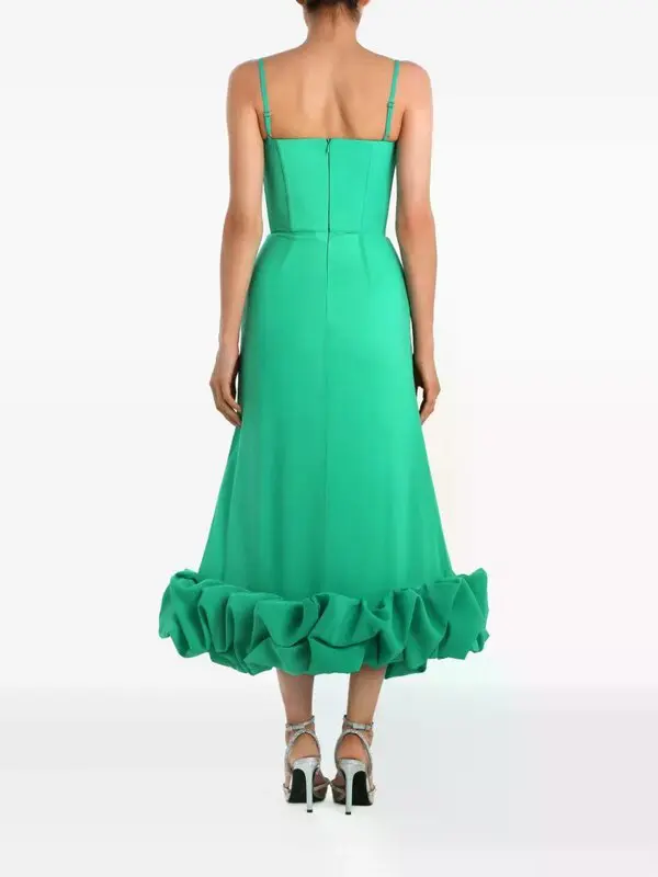POST MERIDIEM Draped-bodice Flounced-hem Midi Dress