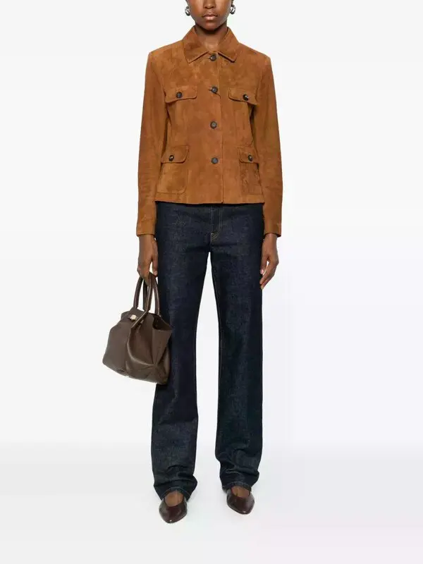 Tagliatore Button-front Suede Jacket