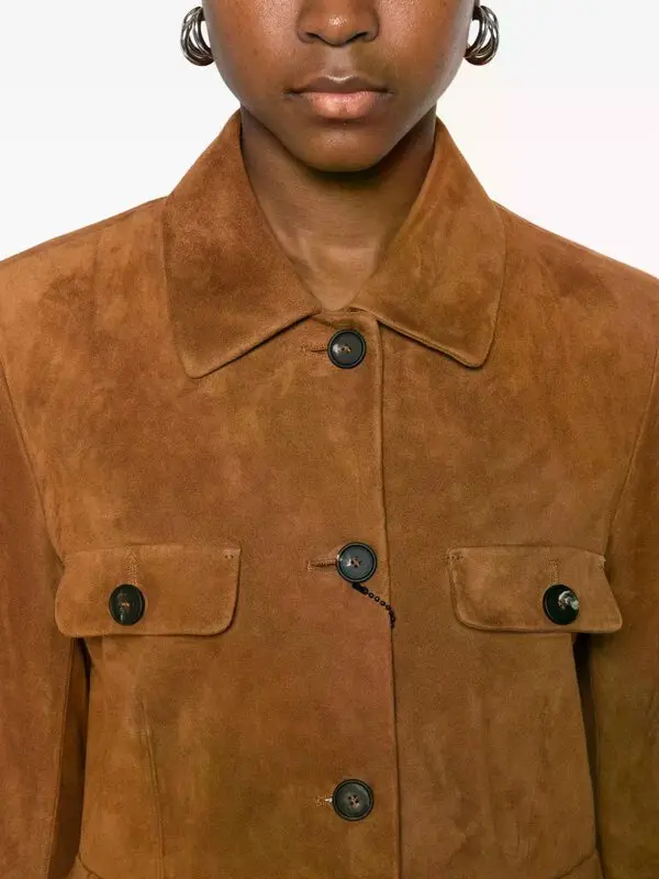 Tagliatore Button-front Suede Jacket