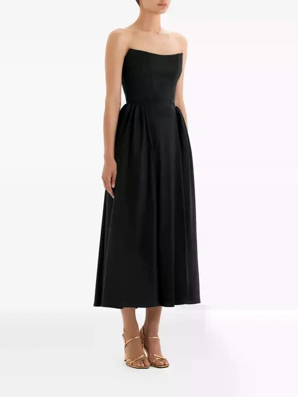 POST MERIDIEM Tuck Corset Midi Dress