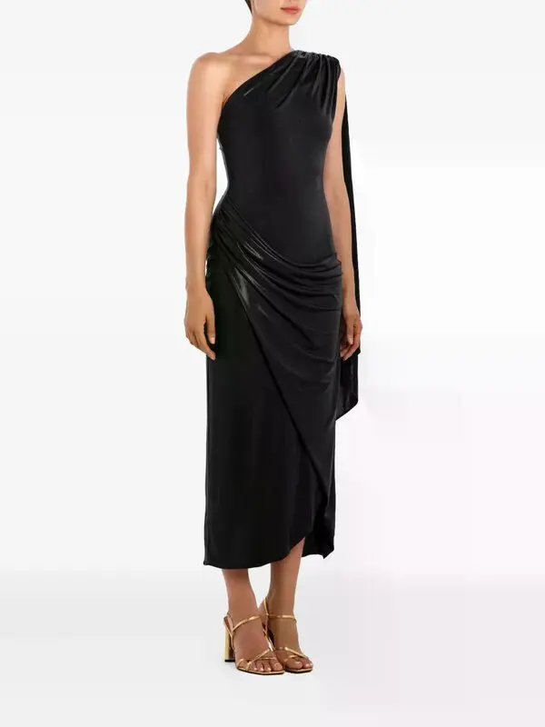 POST MERIDIEM Draped One-shoulder Midi Dress