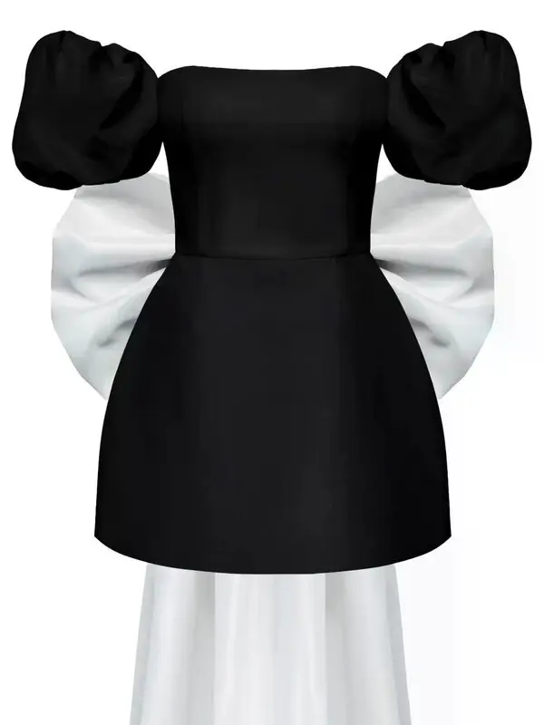 POST MERIDIEM Puff-sleeve Mini Dress With Bow