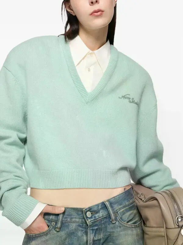 Acne Studios V-neck Sweatshirt With Logo