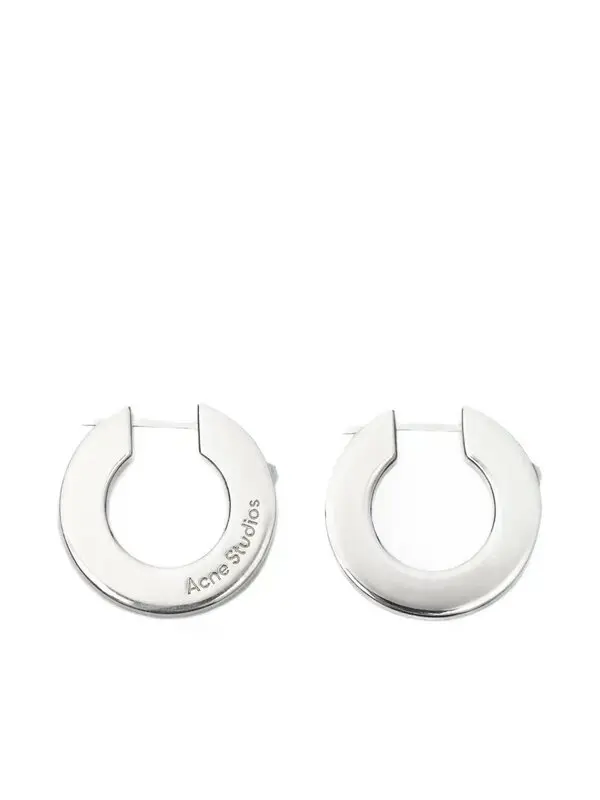 Acne Studios Engraved Logo Hoop Earrings - Silver