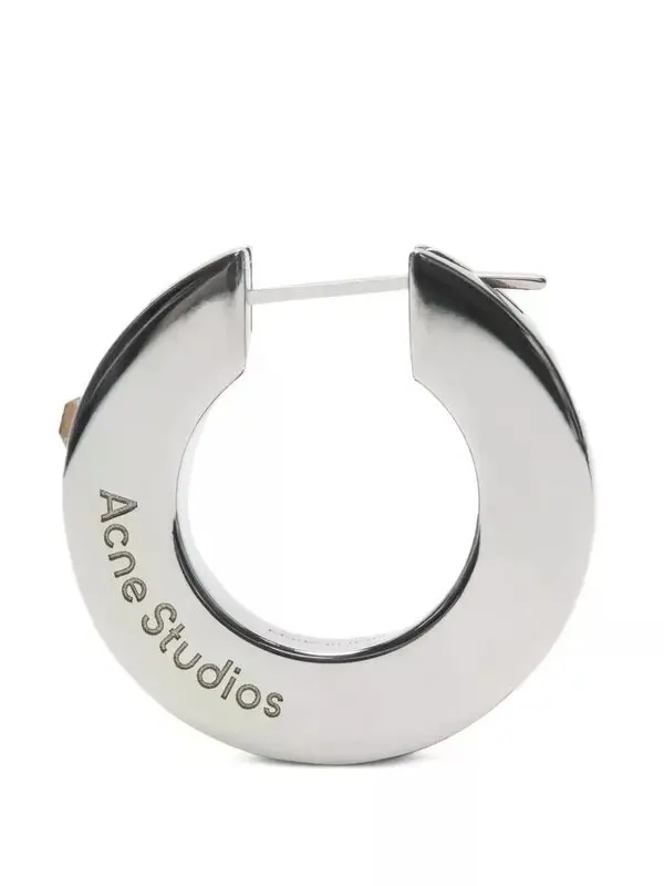 Acne Studios Engraved Logo Hoop Earrings - Silver