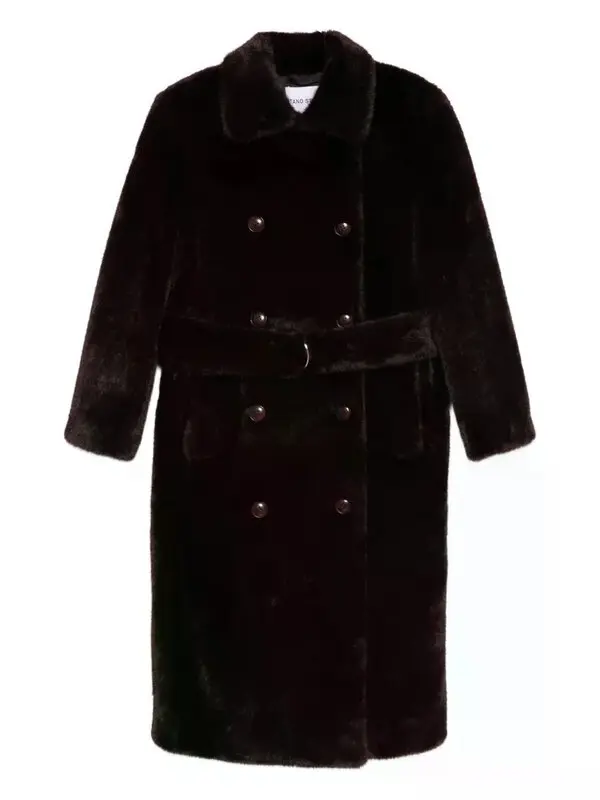 STAND STUDIO Belted Double-breasted Coat - Red