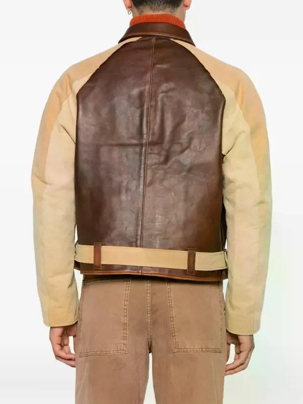 KHOKI Pocketed Belted Leather Jacket