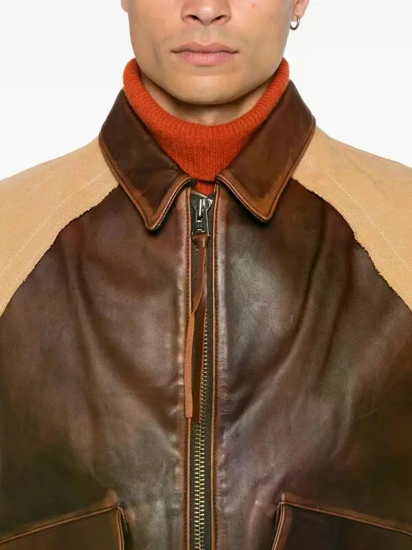 KHOKI Pocketed Belted Leather Jacket