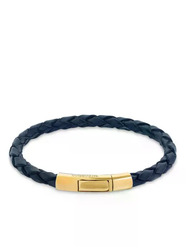 Tateossian 18k Gold And Leather Charles Bracelet - Blue