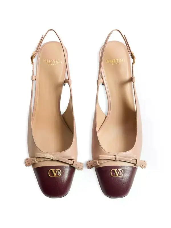 Valentino Garavani Valet Du Roi Kidskin Slingback Pumps - Neutrals