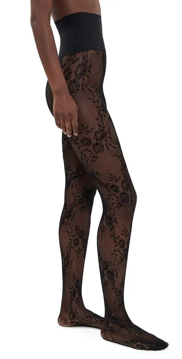 Commando Floral Net Stockings - Black