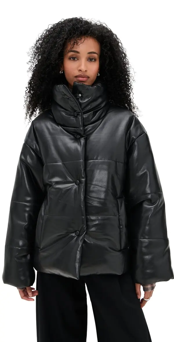 Nanushka Hide Faux Leather Puffer Coat