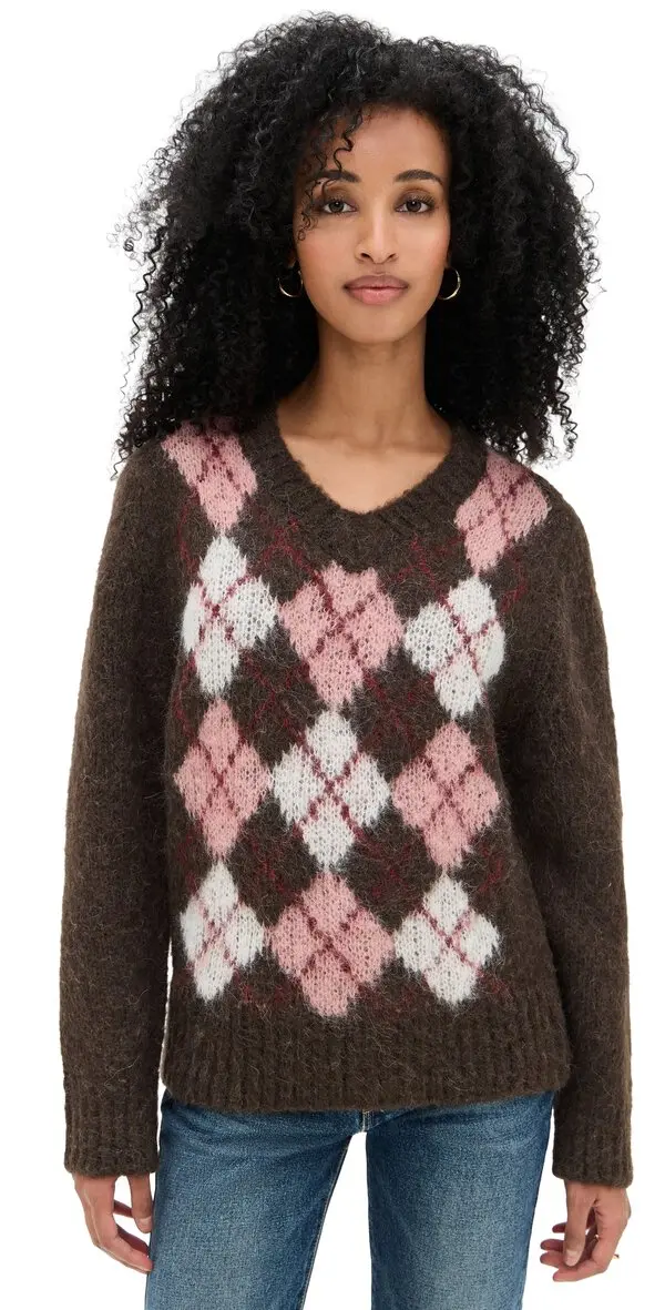 DUNST Argyle V-neck Sweater