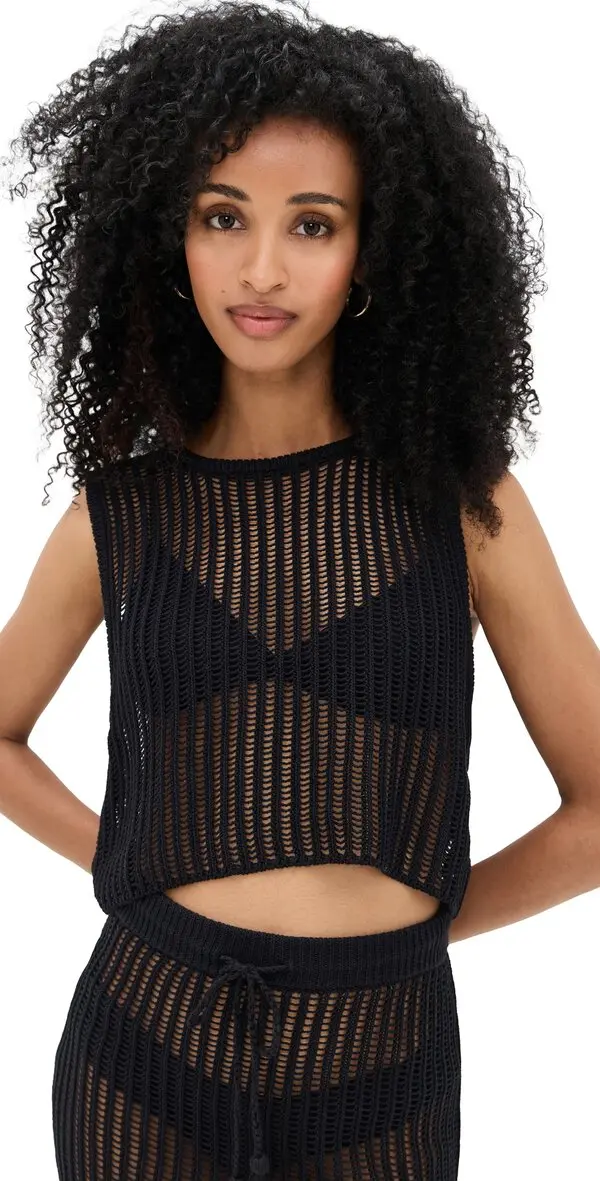 L*Space Crochet Sleeveless Top - Black