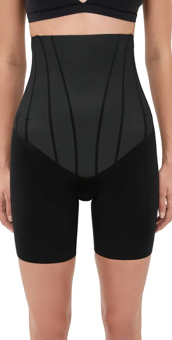 Spanx High-waisted Mid-thigh Shorts - Very Black