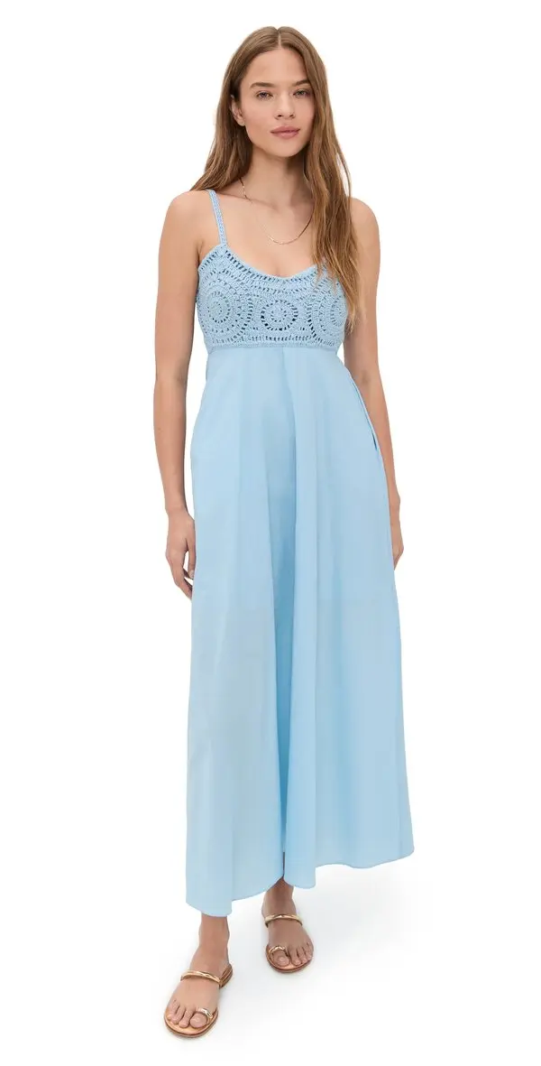 Playa Lucila Crochet Combo Maxi Dress - Baby Blue