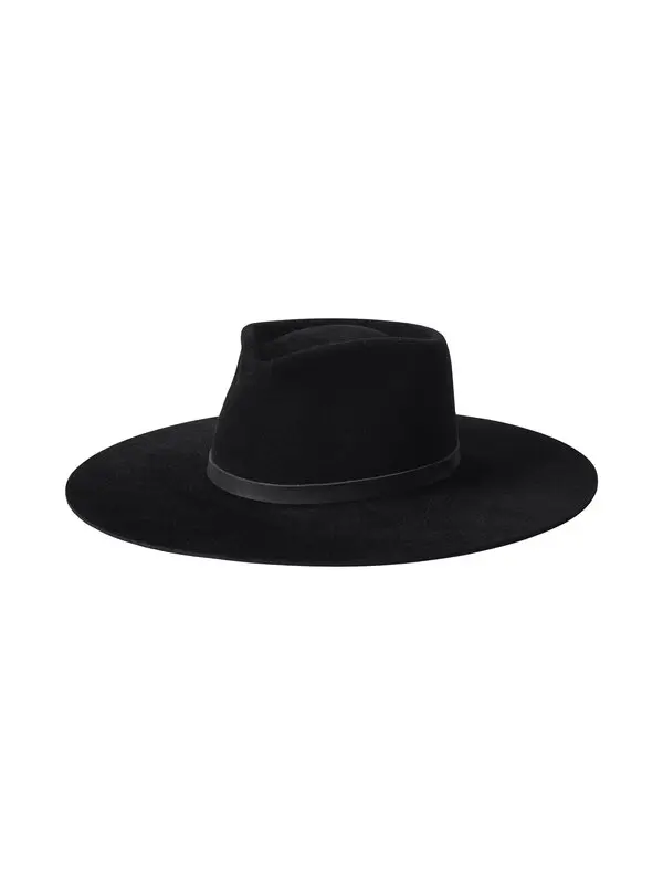 L'Agence Reyes Leather Band Fedora - Black