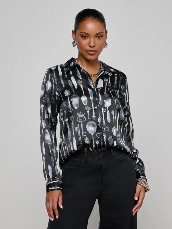 L'Agence Tyler Silk Printed Blouse