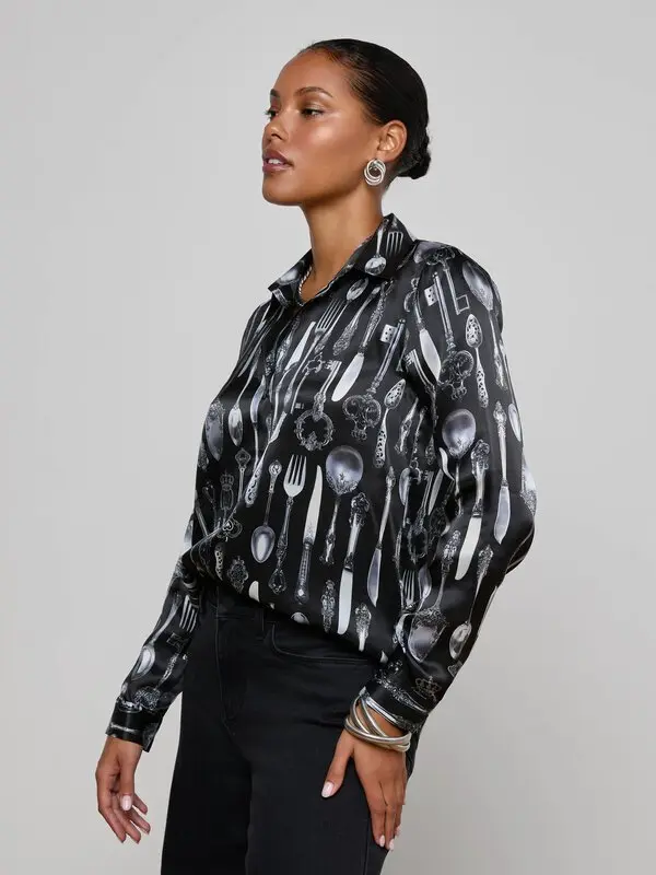 L'Agence Tyler Silk Printed Blouse