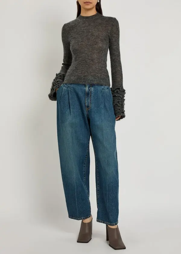 Alaïa Pleated Barrel-leg Jeans