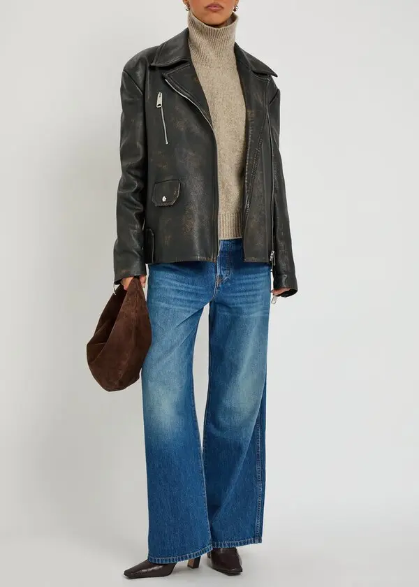 Khaite Catalina Leather Jacket - Black