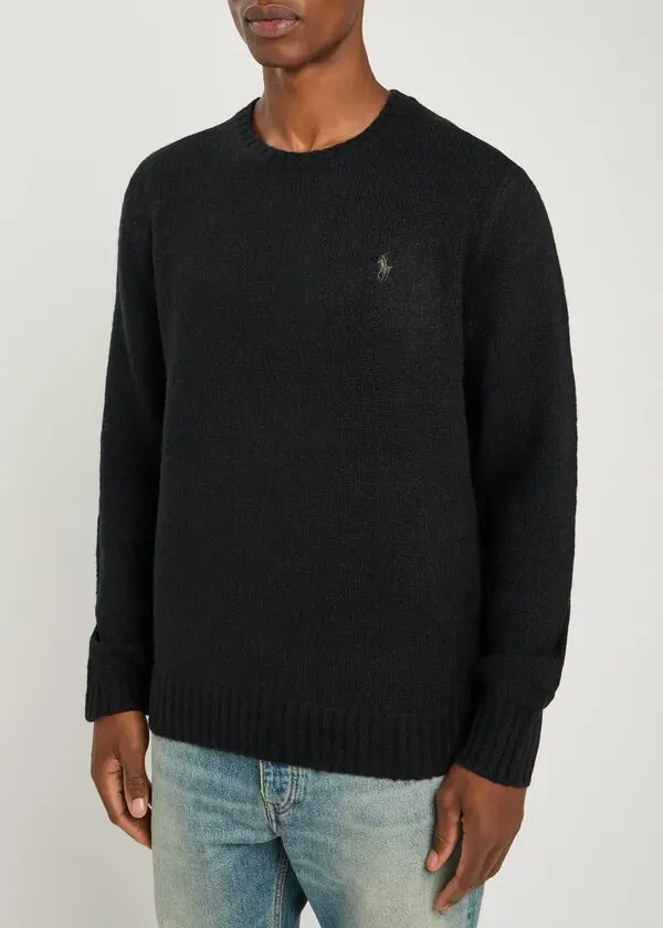 Polo Ralph Lauren Logo-embroidered Wool-blend Jumper - Black