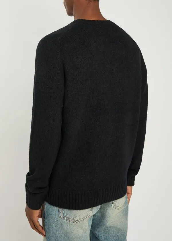 Polo Ralph Lauren Logo-embroidered Wool-blend Jumper - Black