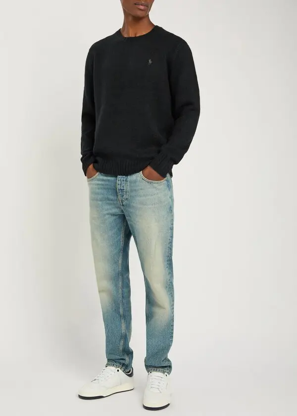 Polo Ralph Lauren Logo-embroidered Wool-blend Jumper - Black