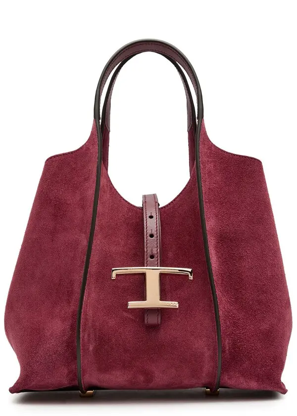 TOD'S T-plaque Suede Mini Top Handle Bag