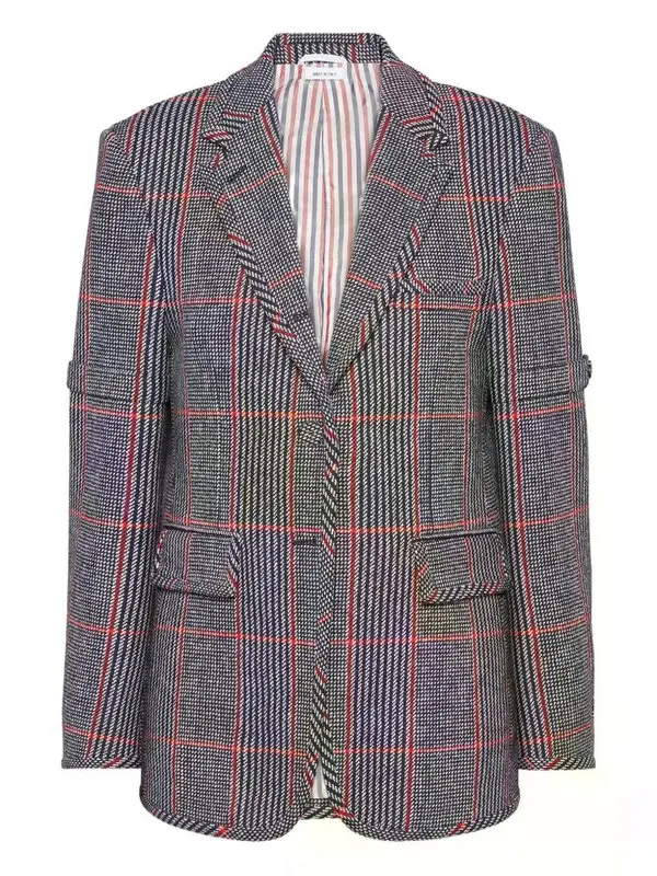 Thom Browne Tweed Checked Blazer With Armband - Red