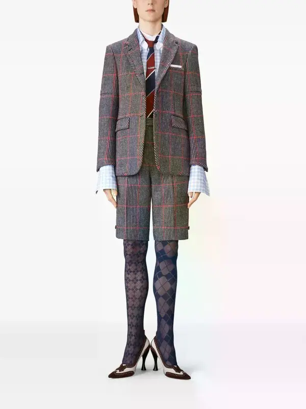 Thom Browne Tweed Checked Blazer With Armband - Red
