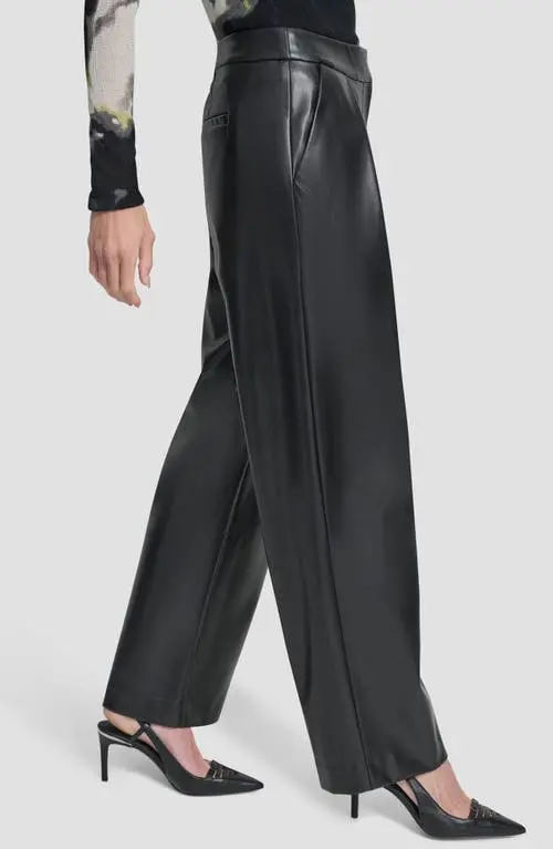 Dkny Pleated Faux Leather Wide Leg Pants