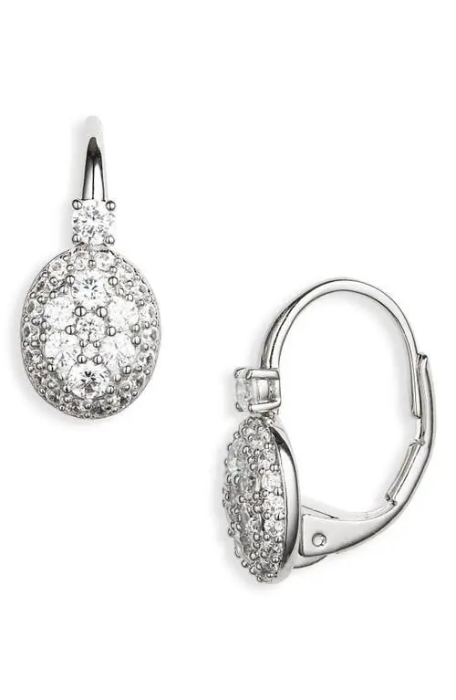 Nadri Crushed Pavé Oval Drop Earrings - Rhodium