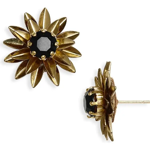 Deepa Gurnani Aretha Flower Stud Earrings - Black