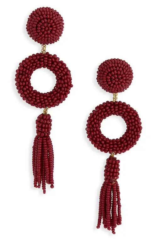 Deepa Gurnani Oliver Beaded Drop Earrings - Maroon