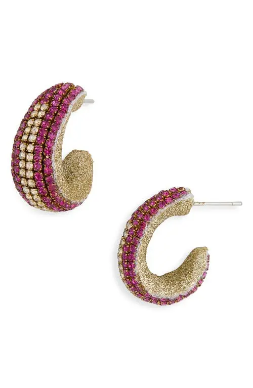 Deepa Gurnani Biles Crystal Hoop Earrings - Fuchsia