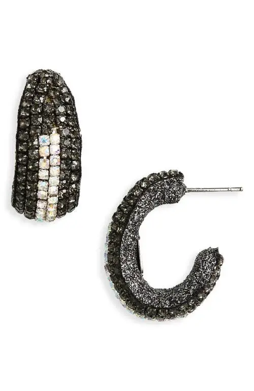 Deepa Gurnani Biles Crystal Hoop Earrings - Gunmetal
