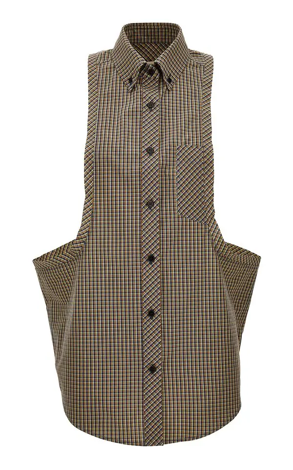 Versace Checked Cotton-poplin Tabard Top - Multi