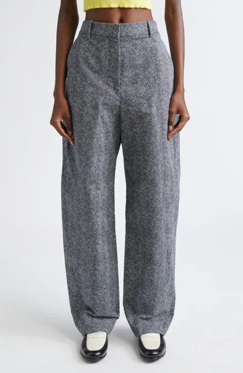 Givenchy Double Pleat Low Waist Donegal Herringbone Trousers