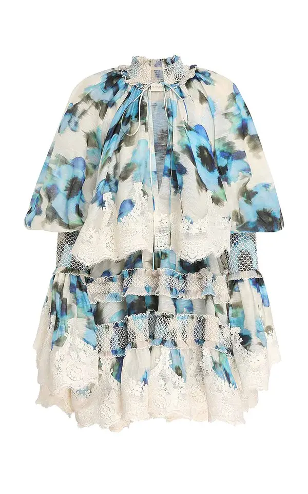 Zimmermann Alchemy Shirred Linen-silk Mini Dress - Blue