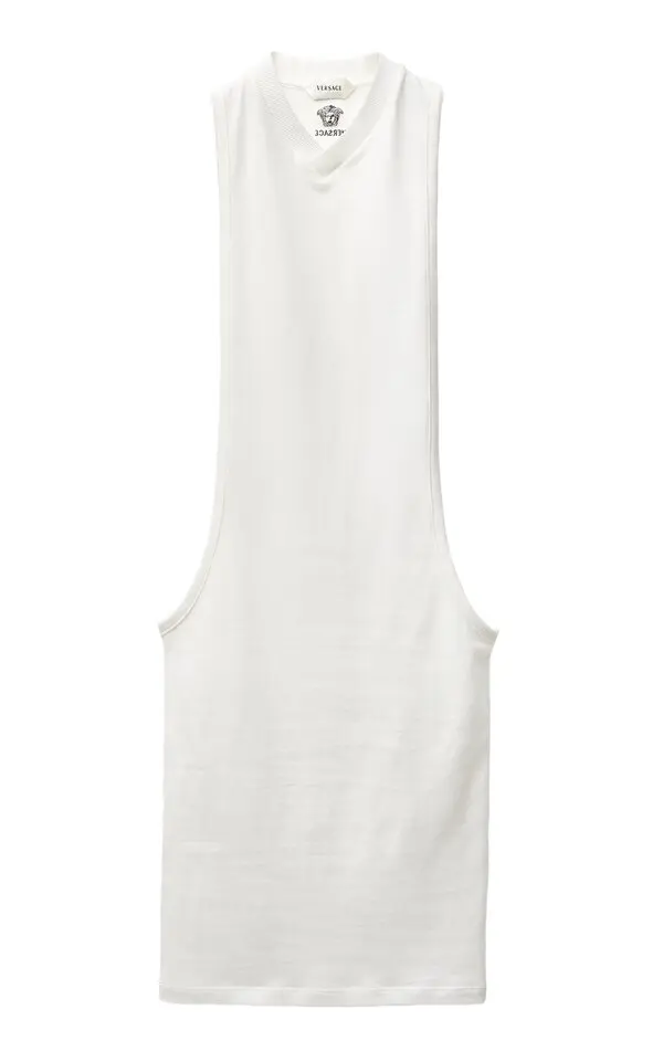Versace Embroidered Stretch-cotton Mini Dress - White
