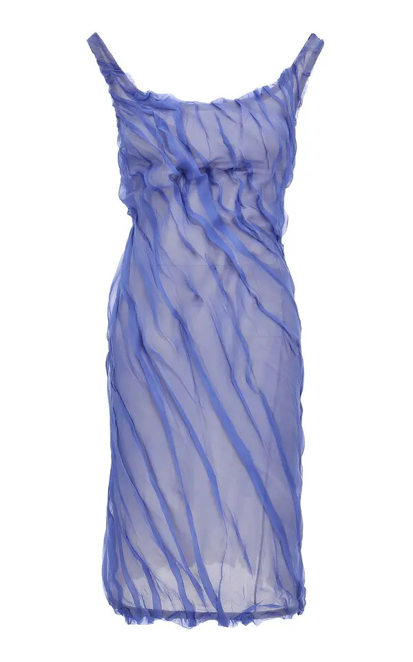 Versace Draped Silk-chiffon Midi Dress - Blue