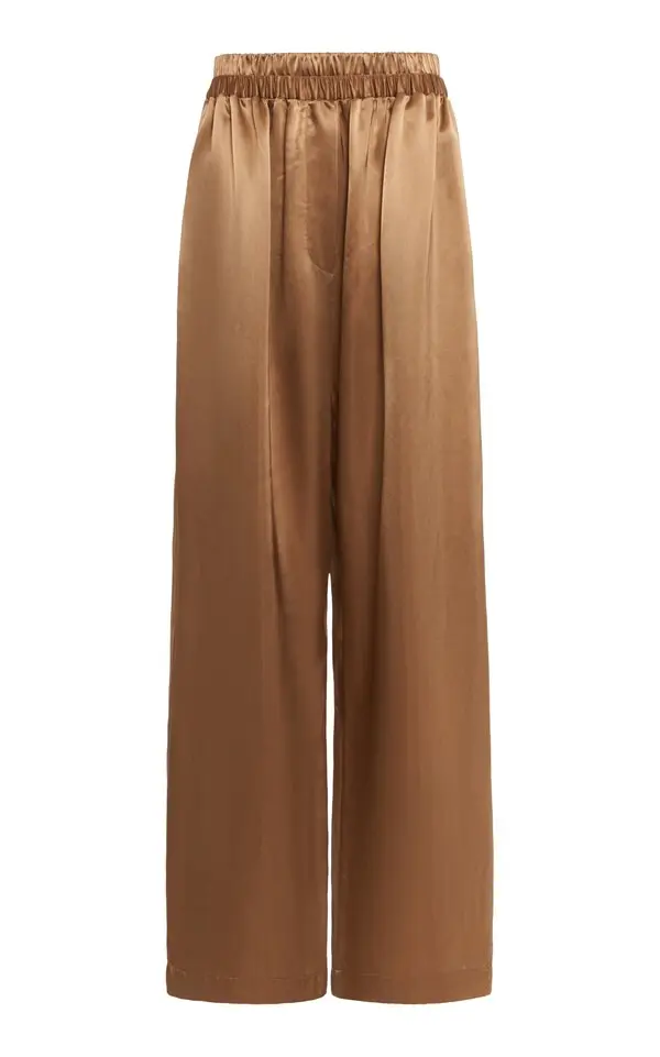 FERRAGAMO Satin Wide-leg Trousers - Tan
