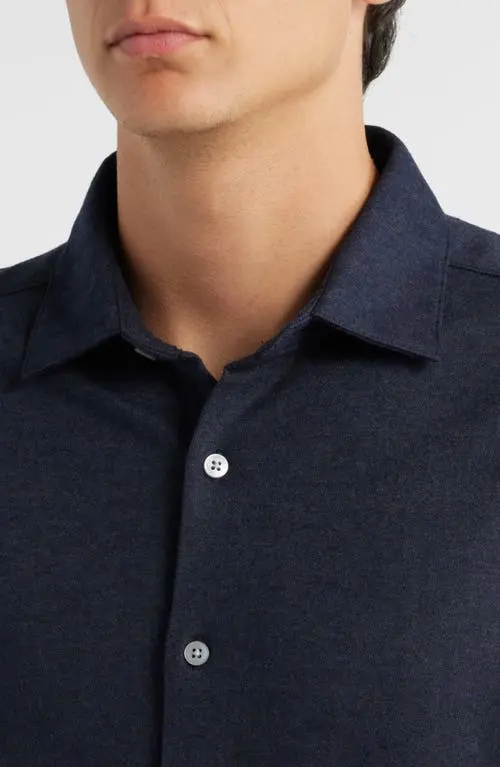 Robert Barakett Alonzo Knit Button-up Shirt - Navy