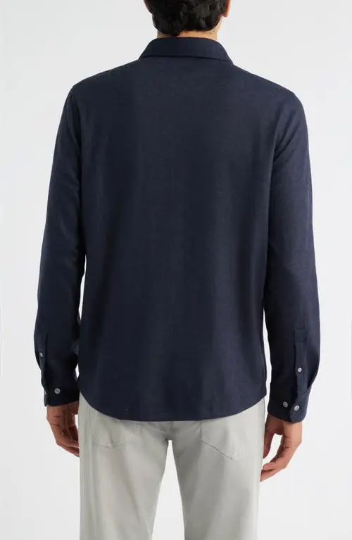 Robert Barakett Alonzo Knit Button-up Shirt - Navy