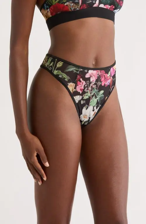 KILO BRAVA Floral Print Mesh Thong
